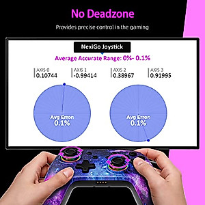 NexiGo Wireless Controller (No Deadzone) for Switch/Switch Lite/OLED, Bluetooth Controllers for Nintendo Switch with Vibration, Motion, Turbo and LED Light (Cosmic Nebula)