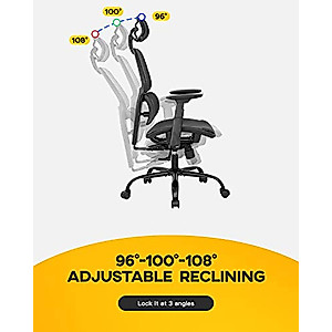 Office Chair Ergonomic Desk Chair Mesh Computer Chair with Arms Lumbar Support Swivel Rolling High Back Task Chair,Black
