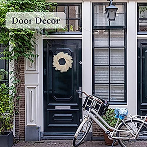 Perfnique Pampas Grass Wreath, Faux Pampas Wreath for Front Door, Artificial Pampas Grass Wreath for All Seasons, Boho Wall Decor, Farmhouse Pampas Garland, DIY Wreath Flower Arrangement (Ivory)