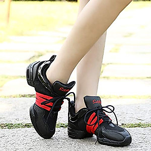 HIPPOSEUS Women Lace-up Dance Sneakers with Rubber Sole -Breathable Synthetic mesh Athletic Walking Dance Shoes Platform,Model B56