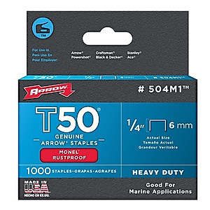 Arrow Fastener 504M1 1/4 T50 Monel Staples