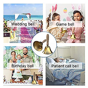 Hand Bell - Hand Call Bell with Brass Solid Wood Handle,Very Loud Handbell，3.15 Inch Large Hand Bell ，Hand Bells for Kids and Adults, Used for Weddings, School Classroom，Service and Game