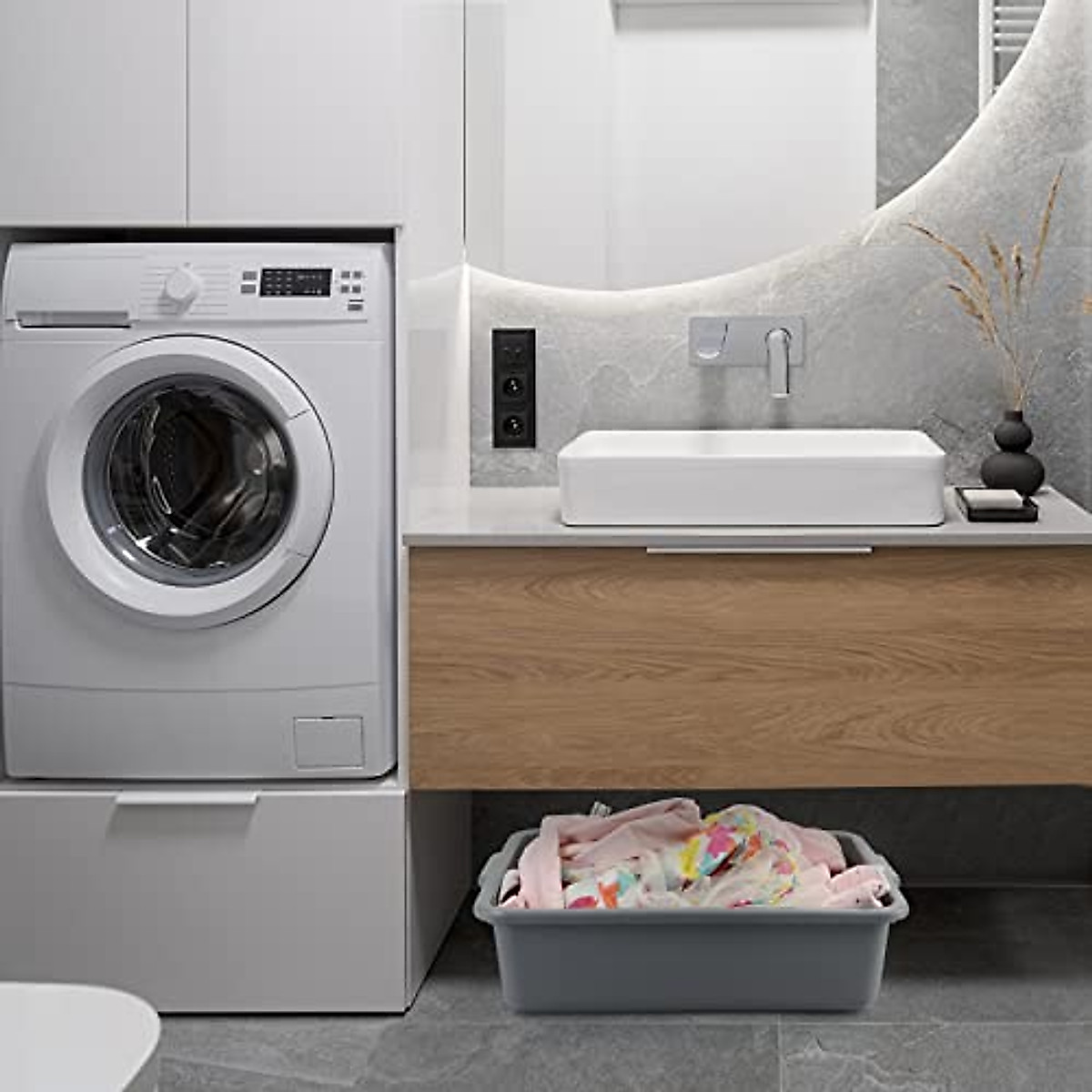 Jandson 22 L Commercial Bus Tubs, 4 Pack Utility Bus Box, Grey, F