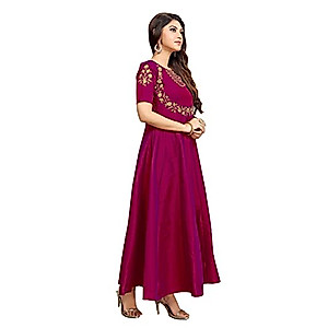 TRENDMALLS Women's Cotton Anarkali Kurti (-Latest-Stylish-Cotton-Anarkali-Ethnic-Embroidery-Gown-kurti-Designer-Stitched) (as1, alpha, s, regular, regular, Purple)