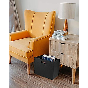 HofferRuffer Magazine Basket Holder, Foldable Magazine Rack, Document File Holder Organizer, File Folder, Newspaper Storage Bin Organizer for Home or Office(Black)