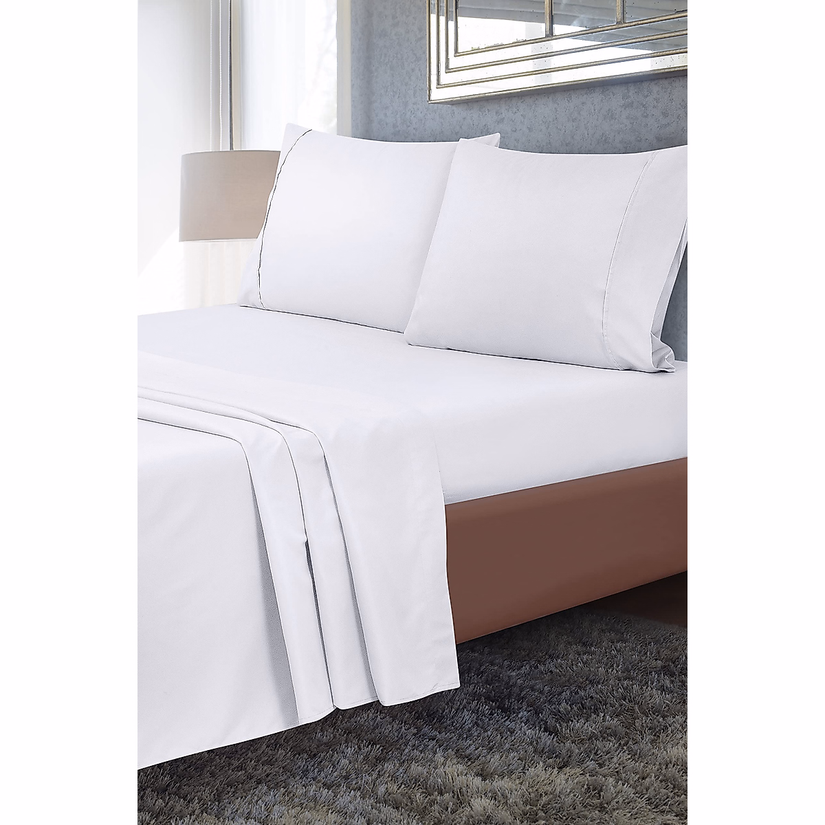 Royale Linens Full Flat Sheet - Ultra Soft Brushed 1800 Microfiber Flat Sheets Only - Wrinkle Free & Stain Resistant - Hotel Quality Top Sheet for Bed (Full, White)