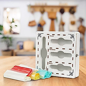 WGFKVAS Ziplock Bag Storage Organizer for Kitchen Drawer, Food Storage Bag Holders, Wood Kitchen Food Baggie Dispenser Box, Compatible with Gallon, Quart, Sandwich and Snack Variety Size Bag