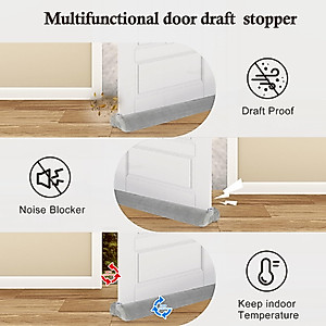 fowong Door Draft Stopper 36" Adjustable Under Door Draft Stopper Soundproofing 30 Inch to 36 Inch Triangle Noise Blocker Seal Large Gap up to 1.7", Easy to Install Grey