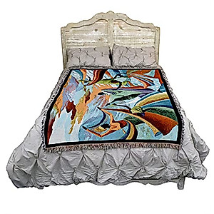 Pure Country Weavers Skydancer Blanket - African Cultural Gift Tapestry Throw Woven from Cotton - Made in The USA (72x54)