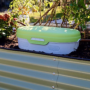 Vego Garden In-Ground Worm Composter Outdoor Farm Compost Bin 8 Gallons BPA-Free Composting System for Raised Garden Beds Lime, Twin Pack