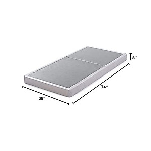 ZINUS No Assembly Metal Box Spring / 5 Inch Mattress Foundation / Sturdy Metal Structure, Twin, Beige
