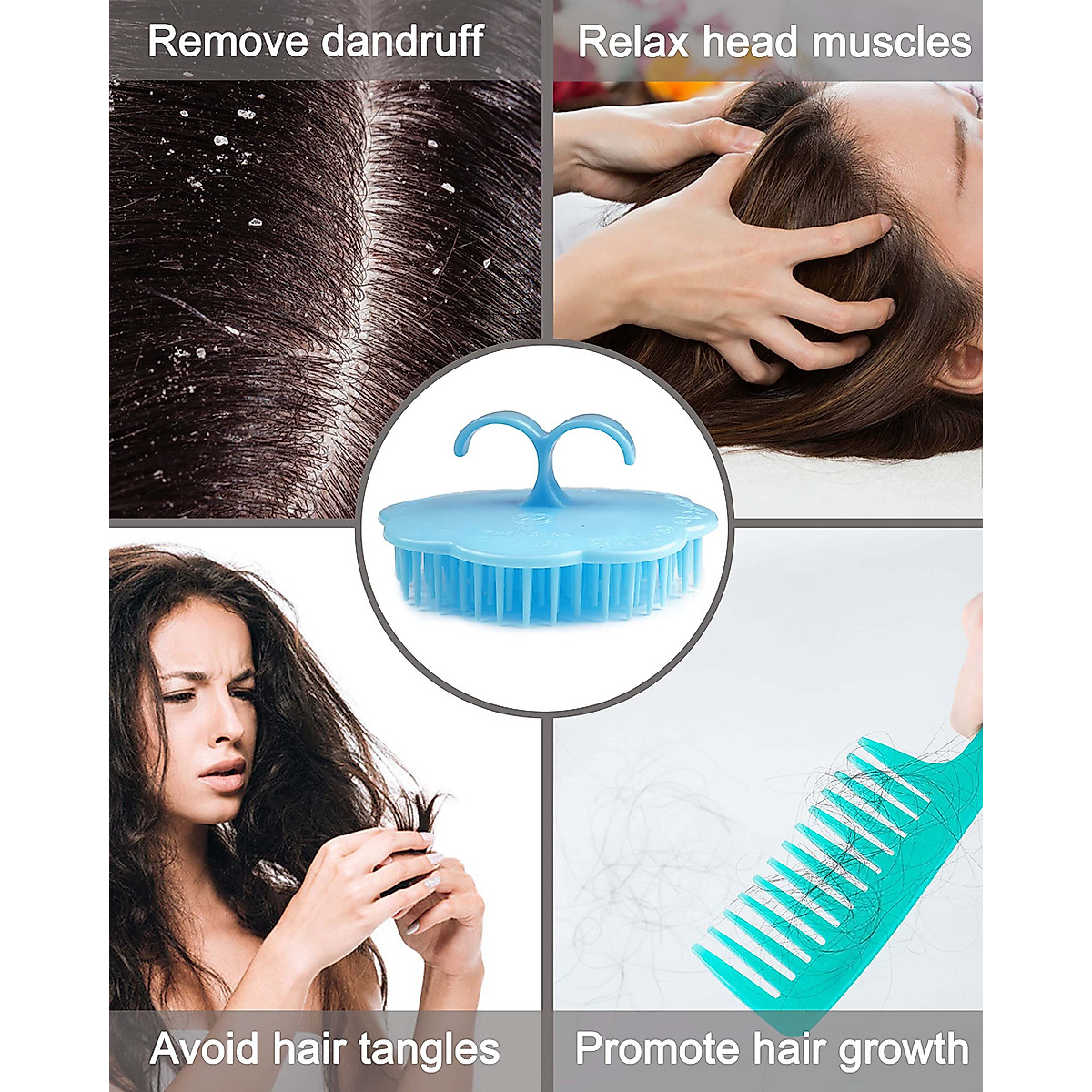 DF DUALFERV Hair Scalp Massager Shampoo Brush, 6 Pcs Scalp Brush Shower, Soft Scalp Scrubber for Dandruff, Scalp Exfoliator Brush for Adults, Children and Pets