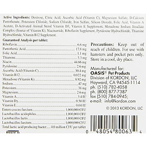 OASIS No 80063 Alive and Well, Stress Preventative and Pro-Biotic Tablets for Pocket Pets