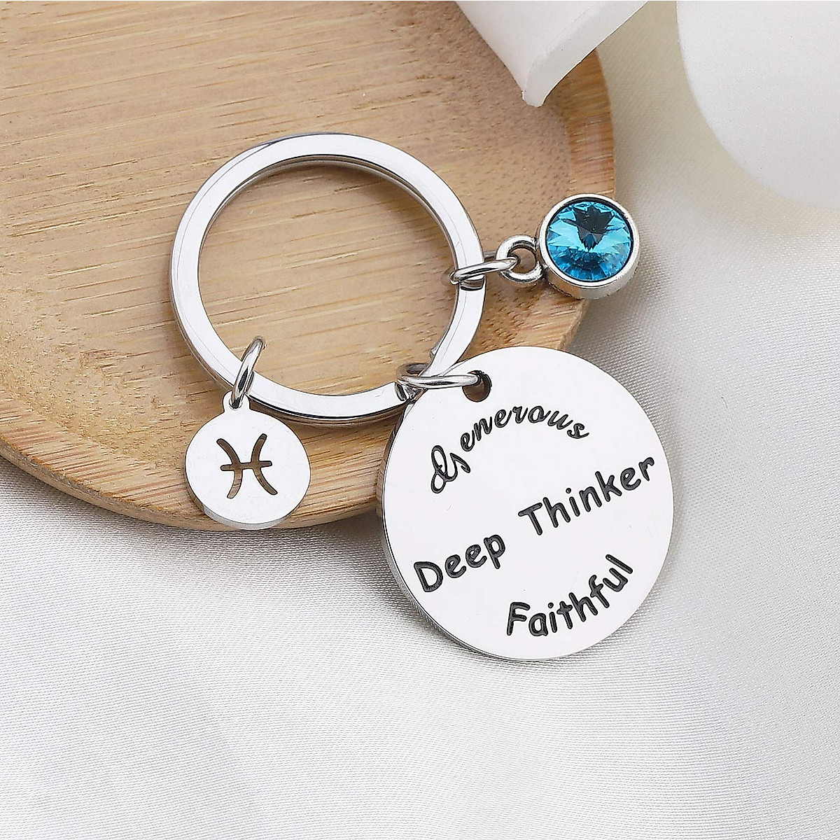 bobauna 12 Zodiac Constellation Keychain Birthstone Astrology Horoscope JewelryBirthday Gift Gift For Family Friend (deep thinker faithful keychain)