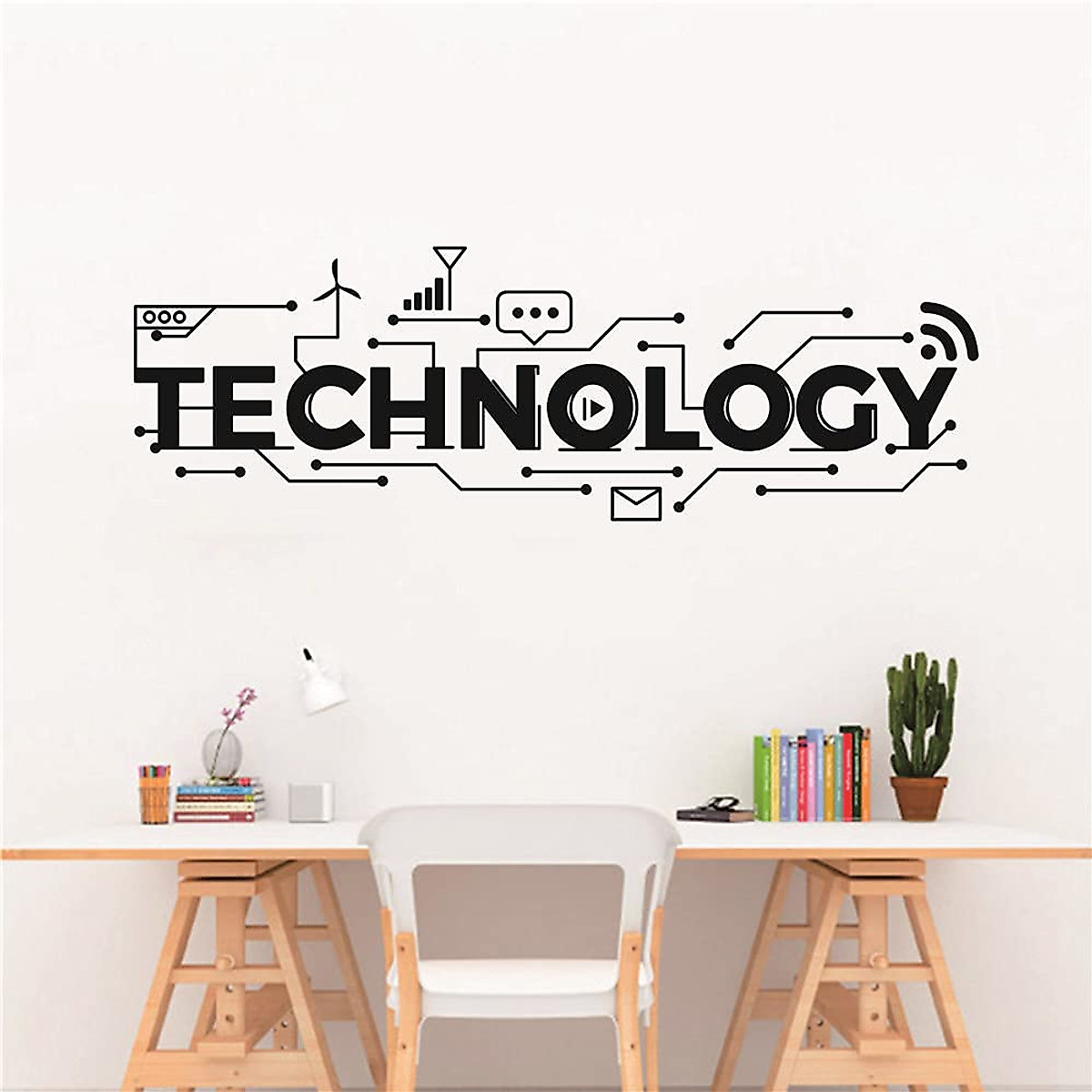Teens Technology Lettering Wall Art Sticker School Education Science Wall Decal Vinyl Removable Vinyl Wall Mural Poster for Classroom Students Decor TM-33 (Black, 13" H x 40" W)