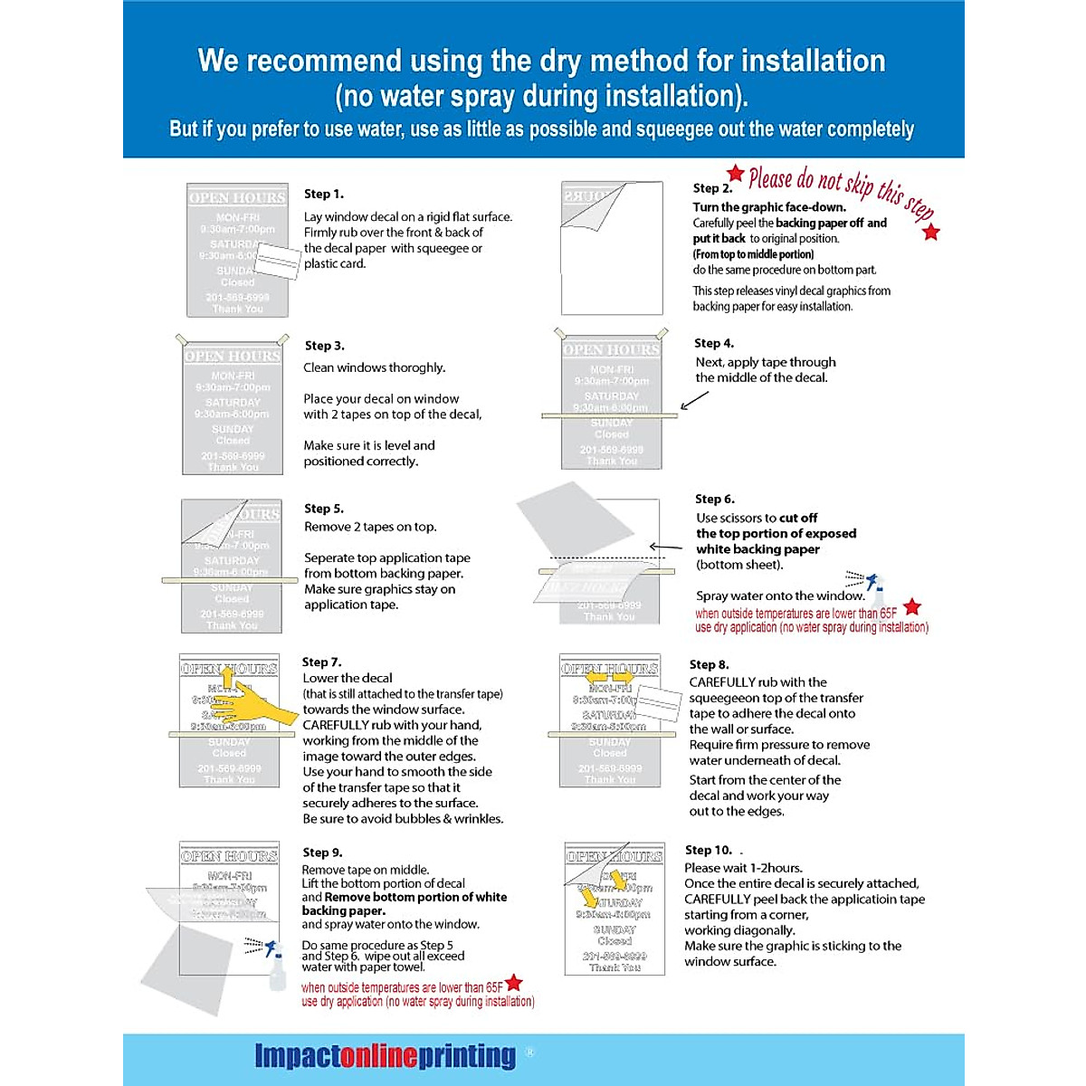 Custom Business Hours Window Decal - 10.5"x13.5" or 14"x18" - Vinyl Custom Lettering, Glass Door Sign - Free Squeegee - Easy Install Manual