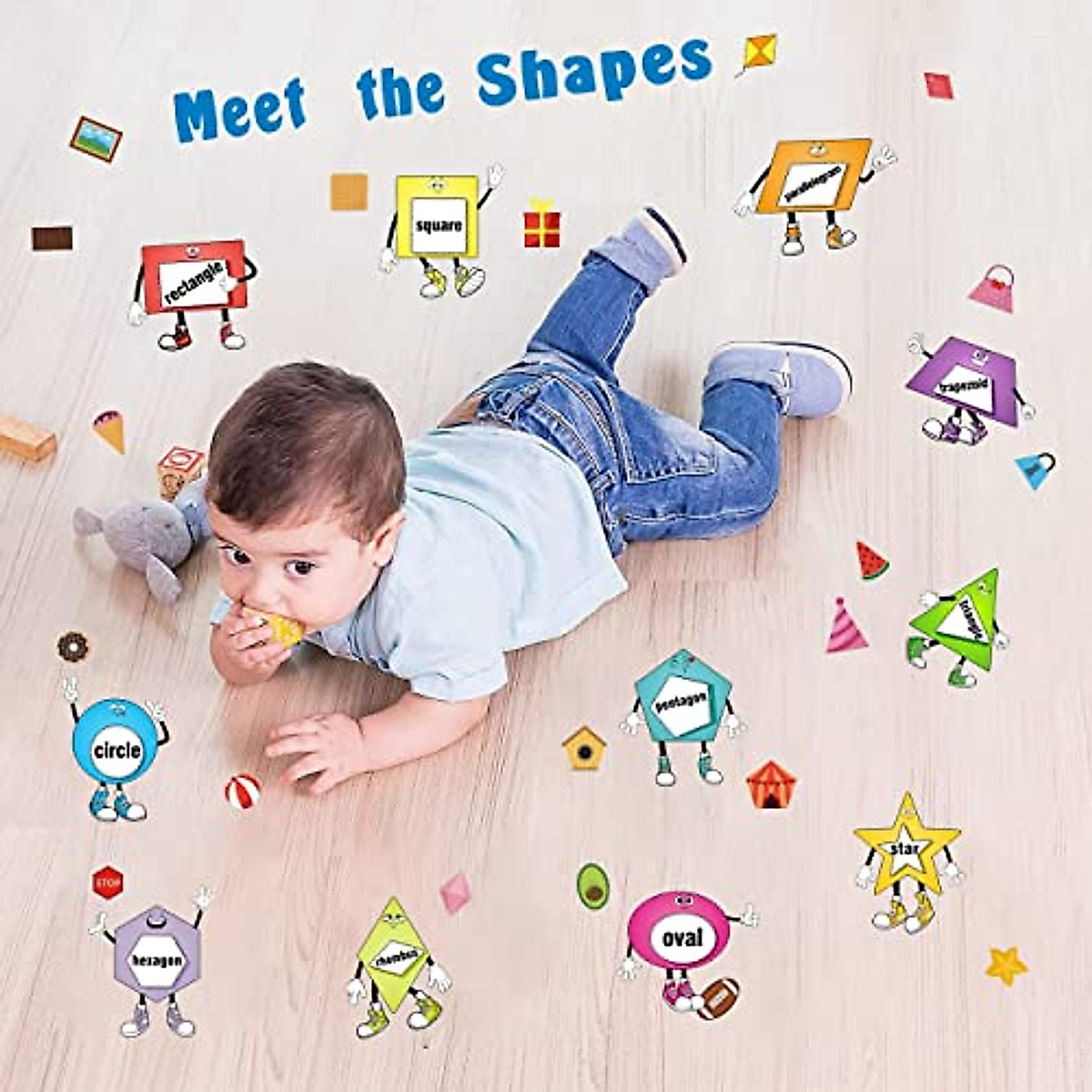 IARTTOP Colorful Shapes Wall Stickers, Educational Learning Geometry Wall Decals, Removable Wall Stickers for Kids Bedroom Preschool Kids Playroom Nursery Wall Decor Toddler Classroom Decoration