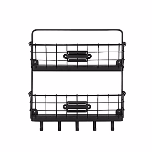 Spectrum Diversified Vintage Wall Mount Office or Entryway 2-Tier Letter Holder Organizer & Key Rack, One, Black (A14610)