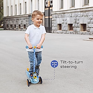 Bluey 3D Self Balancing Scooter for Kids, 3 Wheeled Scooter with Extra Wide Anti-Slip Deck, Rear Brake, Lean to Steer, Lightweight Design, for Boys/Girls 3 and up, 75 LB Limit