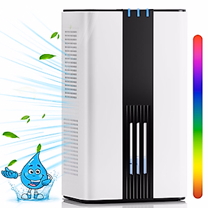 COLAZE Dehumidifiers for Home, 850 Sq.Ft Dehumidifier for Room Bathroom Bedroom RV Closet, 85 OZ Water Tank, Two Working Modes with Auto Shut Off, 7 Colors LED Light