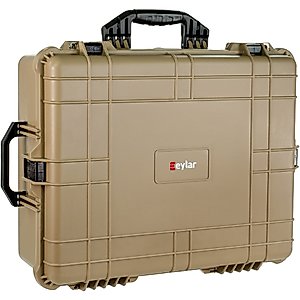 Eylar Extra Large 24 Inch Protective Hard Camera Case, Gear, Equipment, Devices, Monitor Case Waterproof with Foam TSA Standards Tan FDE