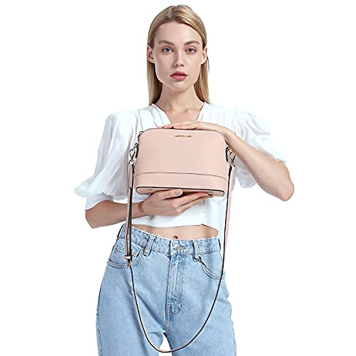 Crossbody Bags for Women, Lightweight Medium Dome Purses and Handbags with Adjustable Strap and Golden Hardwares