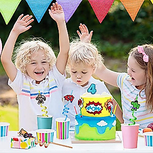 25pcs Spider Party Favors Reusable Drinking Straws, 10 Designs Amazing Friends Birthday Party Supplies with 2 Cleaning Brush