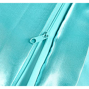 Alexandra's Secret Home Collection Satin Pillowcase for Hair and Skin, Pack of 2 - Feels Like Real Silk Pillow Cover - Satin Pillow Cases Set of 2 with Zipper Closure (Aqua, Standard)