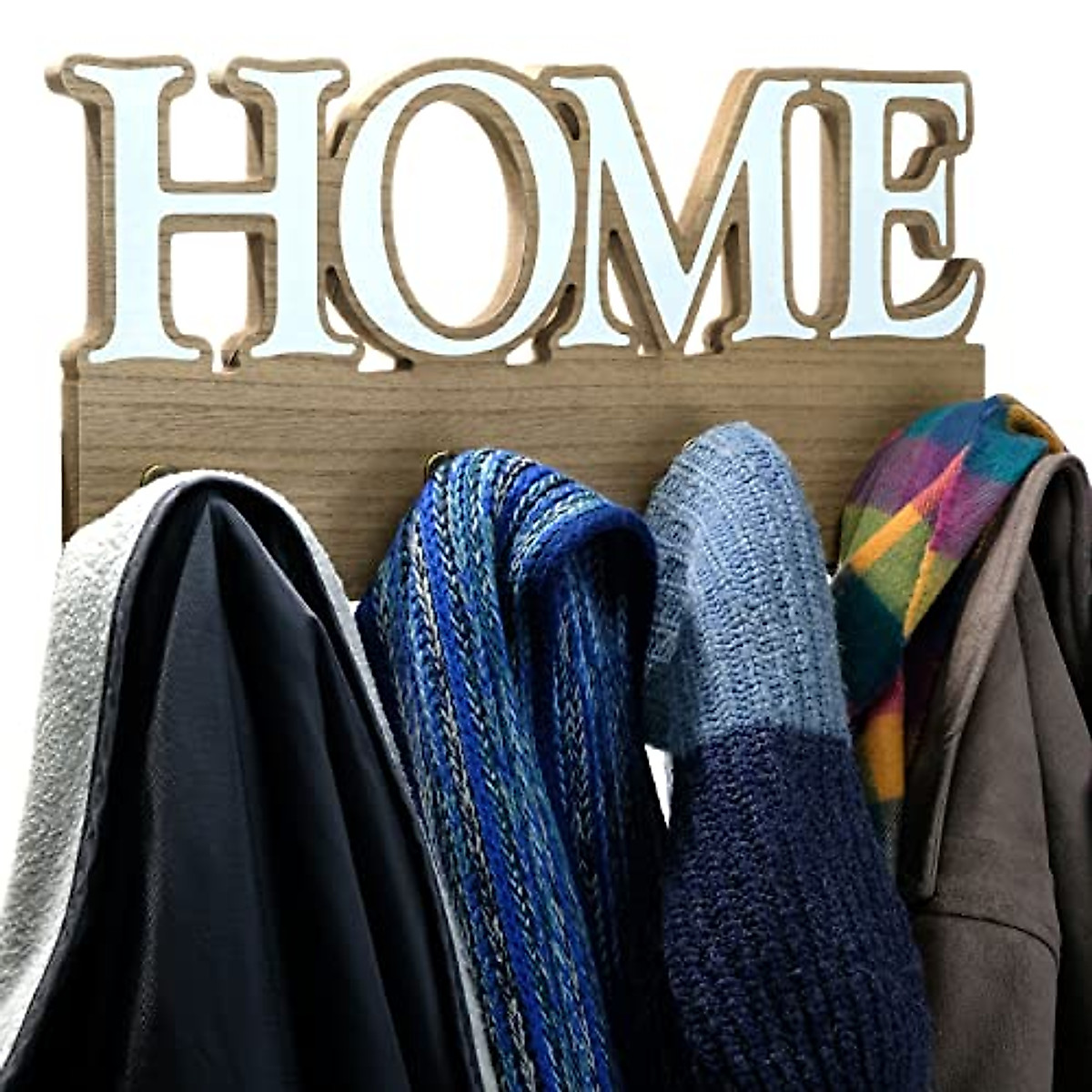 EXCELLO GLOBAL PRODUCTS Rustic Home Wall Mounted Coat Rack with 4 Hooks. Overall Size is 16" x 7". Use as Coat Rack, hat Organizer, Key Holder. Perfect for Entryway, Kitchen, Bathroom, Hallway