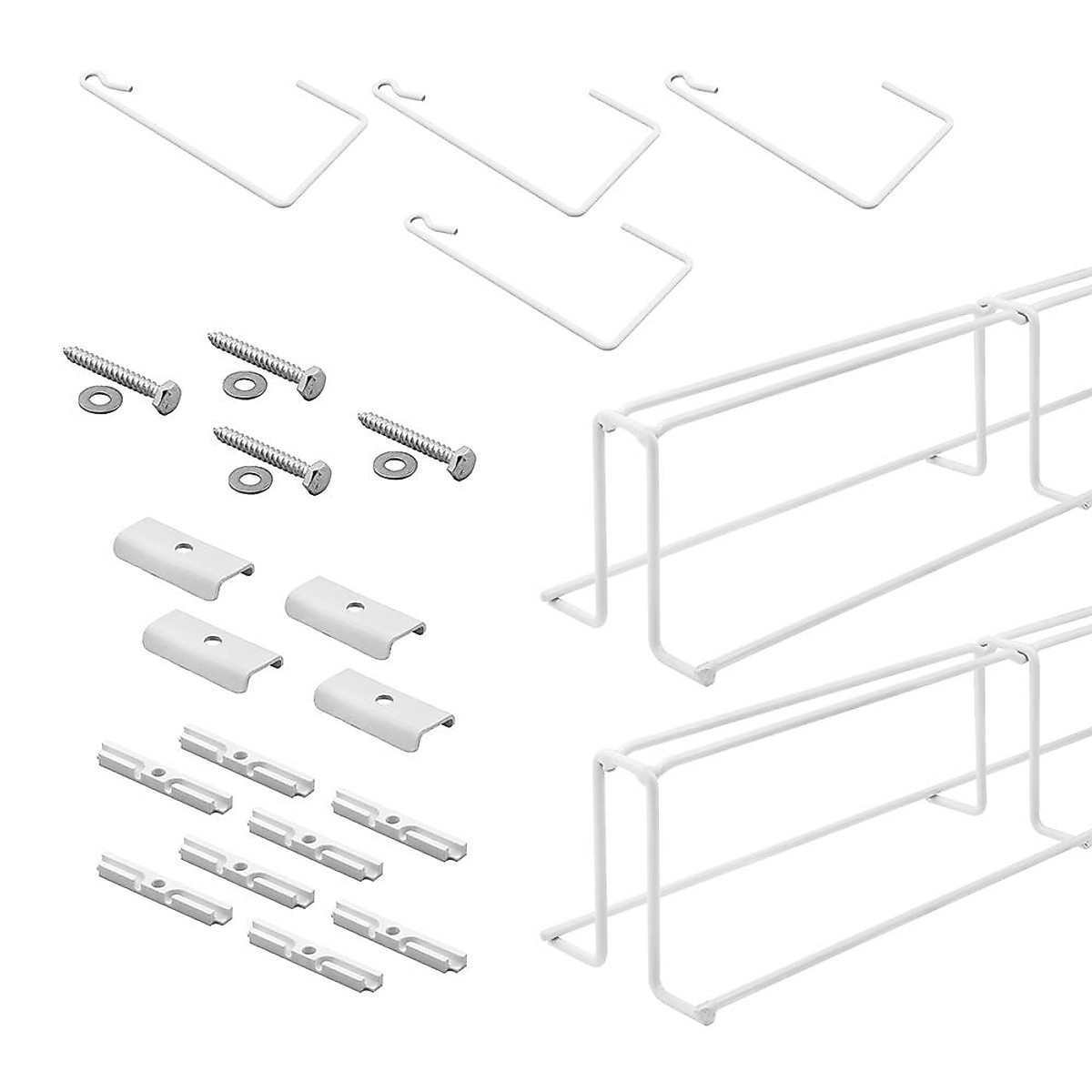 Prime-Line KD 16090 Overhead Storage Rack System, 30 In. Long Tracks, Steel Construction, White (Single Pack)