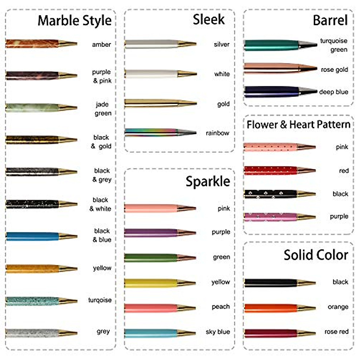 FUNSHOWCASE Floating Liquid Sand Ballpoint Pens Set 40-kit 30 Empty Tube Glitter Pen with 10 Replaced Black and Blue Refills