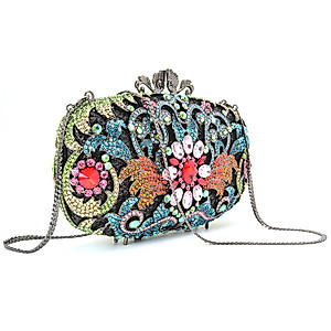 MOSSMON Luxury Crystal Clutch Women Rhinestone Evening Bag for Party and Wedding