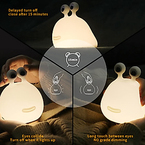 SAILINGFLO Cute Slug Kids Night Light, Birthday Gifts Room Decor Bedroom Decorations for Baby Child Soft Silicone Lamp Gift Box