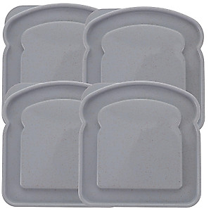 Ipetboom 4pcs Sandwich Containers Toast Shape Sandwich Box with Lid Food Storage Containers Lunch Containers for Meal Prep and Lunch Boxes - Grey, 5.1x4.8x1.6 Inch