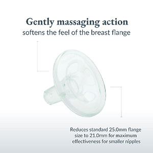 Ameda CustomFit Breast Pump Flange Insert | 21mm Flexishield Areola Stimulator Flange Inserts | Silicone | 2 Count | Works with HygieniKit, MYA Joy, MYA Joy Plus & Pearl Breast Pumps | BPA & DEHP Free