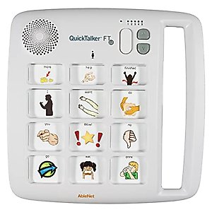 AbleNet QuickTalker 12 - Portable Multi-Message Speech Device with FeatherTouch Technology, 48 Messages, 5 Recording Levels, and Durable Design, AAC Communication Device for Non Verbal Kids & Adults