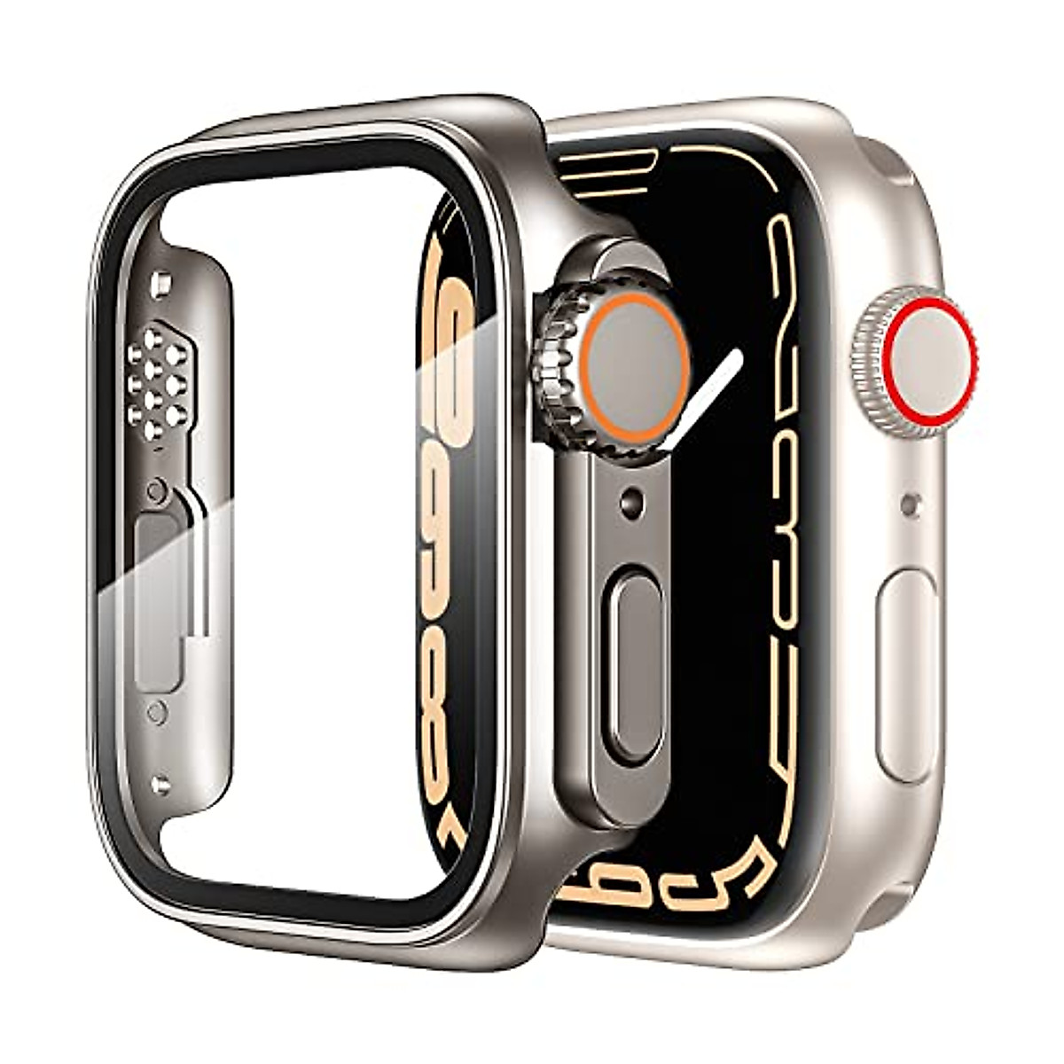 Tensea for Apple Watch Screen Protector Case Series SE 2nd SE 6 5 4 44mm【Apple Watch Ultra Style Case】, iWatch Protective Face Cover Look Like Ultra with Tempered Glass Film for Women Men (Titanium)