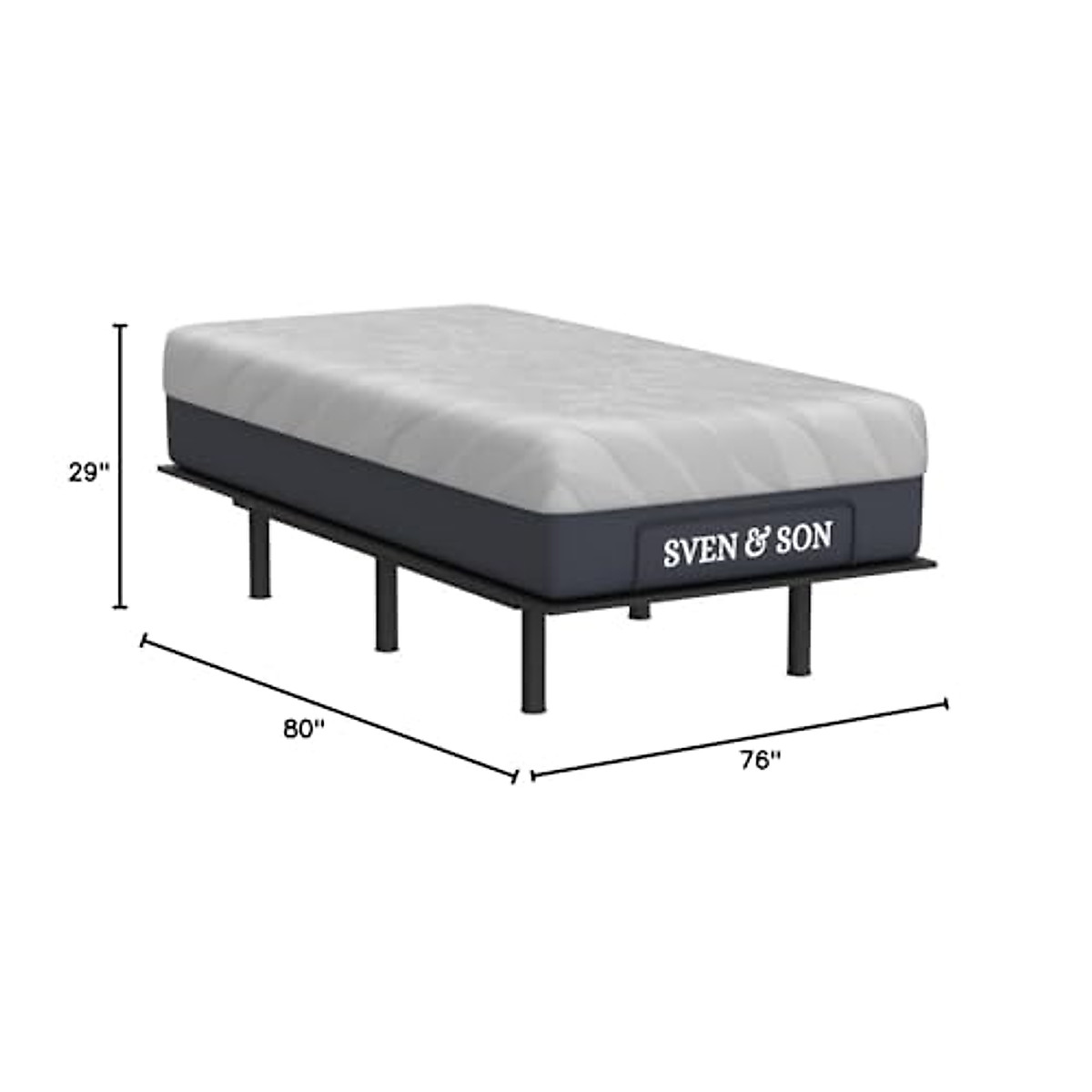 Sven & Son Essential Adjustable Bed Base (Frame) + 14 inch Hybrid Spring Matt (Medium Soft), Easy Assembly, Head and Foot Lift, Memory Positions, Zero Gravity, Wireless Remote - Split King