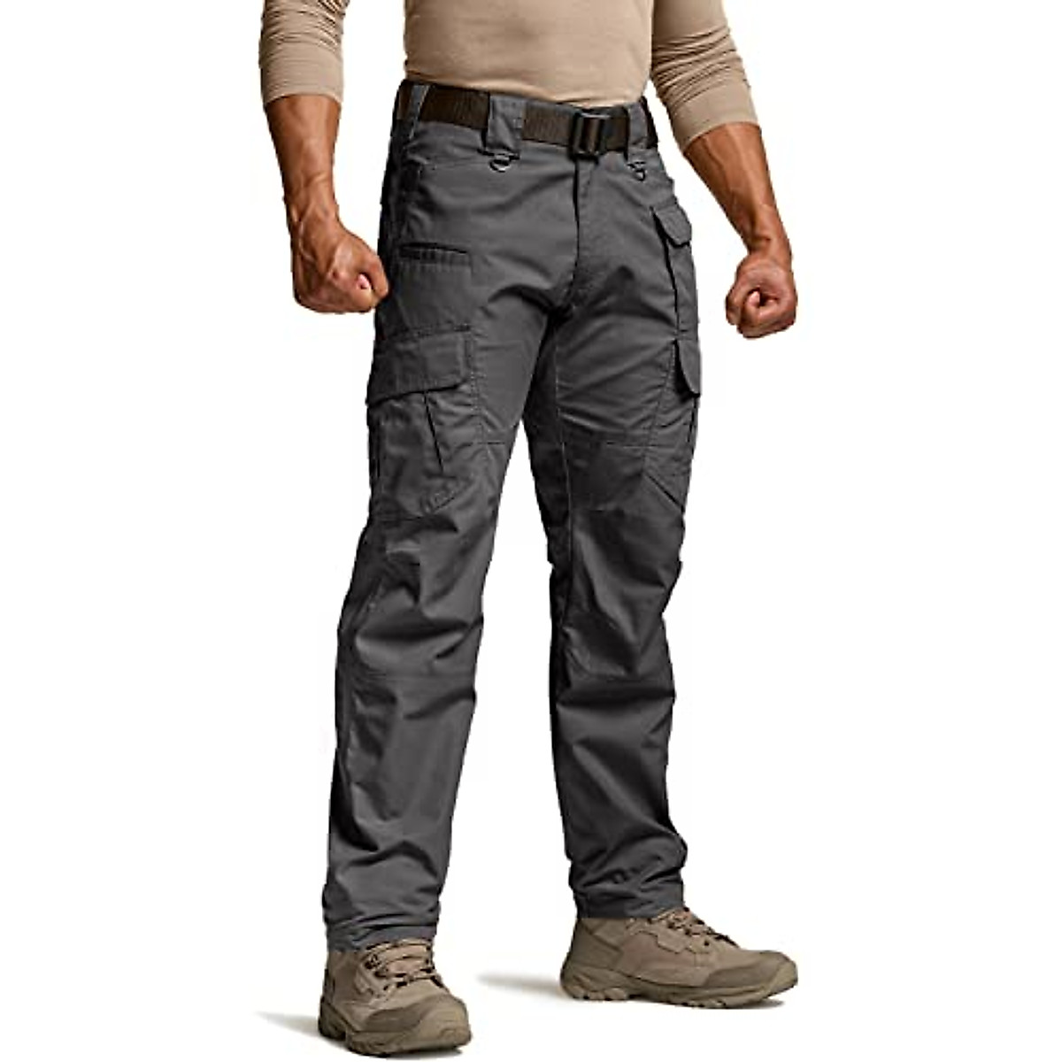 CQR Men's Tactical Pants, Water Resistant Ripstop Cargo Pants, Lightweight EDC Work Hiking Pants, Outdoor Apparel, Duratex Mag Pocket Charcoal, 36W x 30L