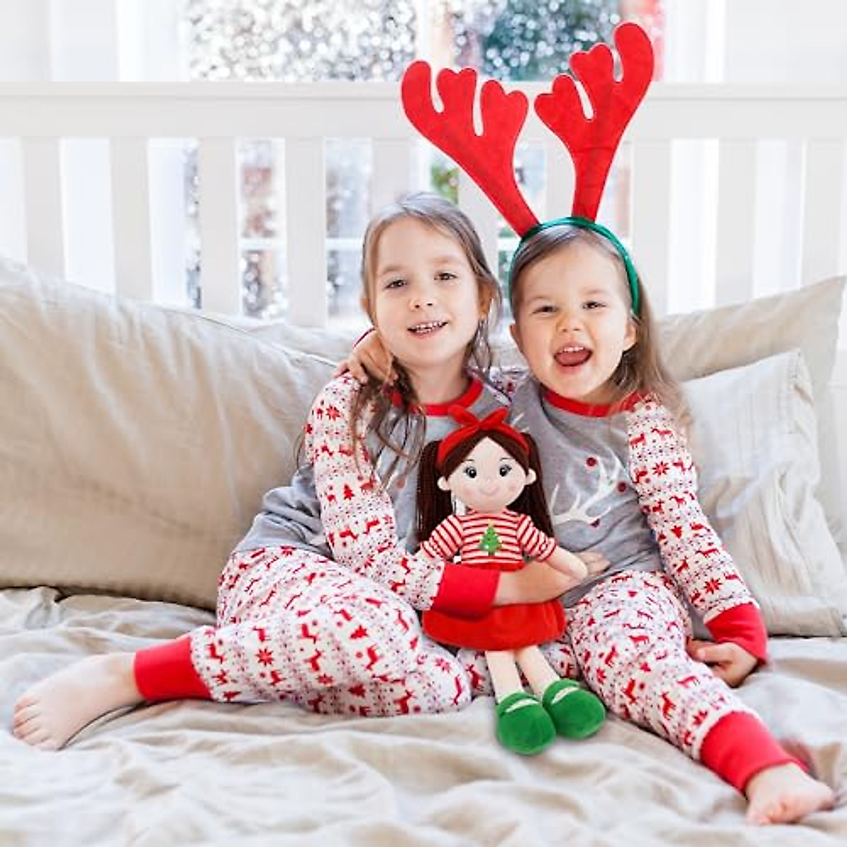 June Garden 14" Snuggle Cuties Nora - Soft Cuddly Plush Doll Gift for Girls - Huggable Rag Doll - Christmas M