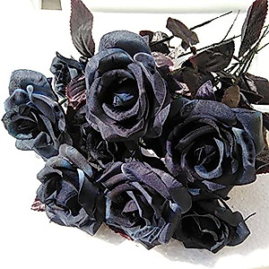 G4S3 Fake Roses, Single Stem Premium Velvet Touch Artificial Rose, Home/Garden/Wedding Bouquet Bride Bouquet Flower Bouquet for Wedding Home Party Decoration Event (Black)