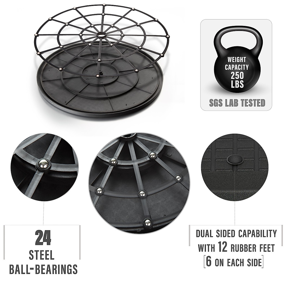 Aleratec Heavy Duty 15-inch Swivel Rotating TV Stand Mount Flat Panel LED | Media Console, Entertainment Center for Living Room Bedroom, Black