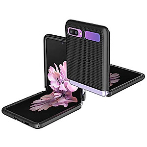 Case with Clip for Galaxy Z Flip, Nakedcellphone [Black] Snap-On Cover with [Rotating/Ratchet] Belt Hip Holster Holder Combo for Samsung Galaxy Z Flip 5G Phone (SM-F700, SM-F707) 2020