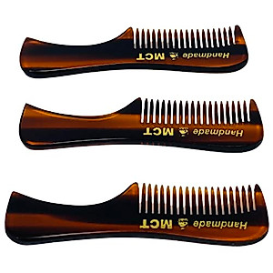 G.B.S Handmade 3in Pocket Comb for Beard and Mustache Styling, MCT, Pack of 3 Mustache Comb Pack