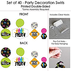 Big Dot of Happiness Set the Pace - Running - Track, Cross Country or Marathon Party Hanging Decor - Party Decoration Swirls - Set of 40