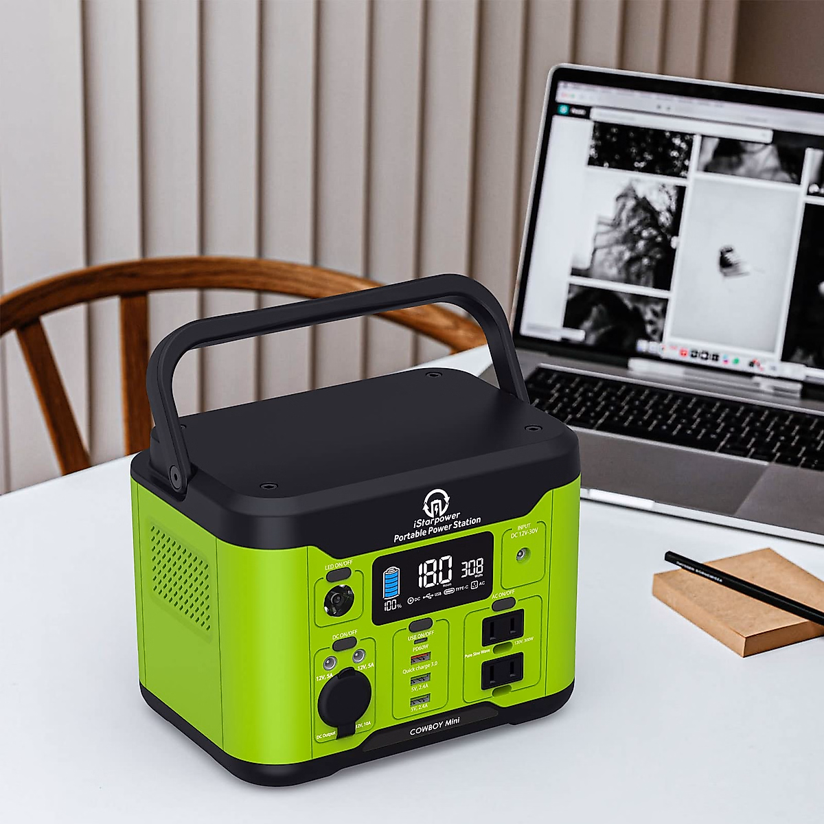 ISTARPOWER Portable Power Station 300W, Solar Generator, 296Wh LifePO4 Lithium Battery with 120V/300W AC Outlets, USB-C Port, Fast Charging Port, LED Light for Camping, RV, Emergency Backup