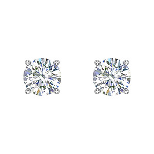 1/2 Carat 4-Prong Set Diamond Unisex Stud Earrings in 14K White Gold