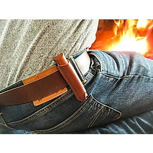 oopsmark Leather Belt Sheath and Case for Knives Designed in Opinel France - Pocket Knife Holder for Camping, Hunting, Fishing, and Picnics (#8 - Black)