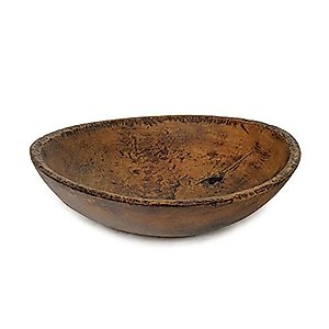Colonial Tin Works Primitive Large Farmhouse Bowl with Hole, Brown