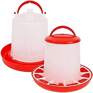 winemana Chick Feeder 1 Lb and Waterer 1.5 L Kit, Hanging Poultry Plastic Containers for Outdoor (Size: 7" x 7" )